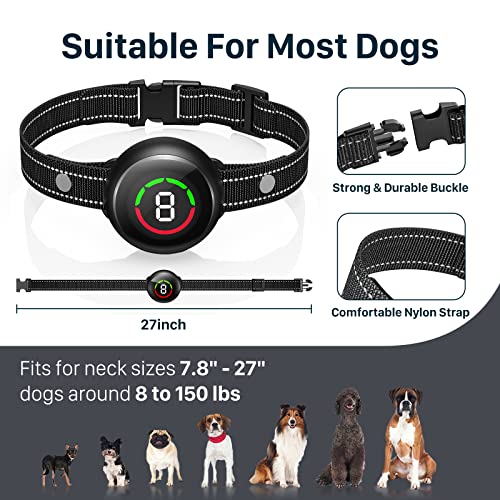 NBJU Rechargeable Anti Barking Collar with 5 Adjustable Sensitivity, Optional Beep Vibration Shock Mode, Humane Dog Training Collar for Large Medium Small Dogs, IP67 Waterproof