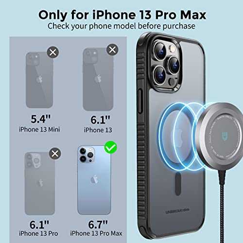 UNBREAKcable Magnetic Case for iPhone 13 Pro Max, iPhone 13 Pro Max Case with MagSafe[Military Grade Shockproof] Translucent Matte Back& Soft Silicone Airbag Bumper for Apple 6.7”– Black (UBHP456)