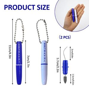 Portable Travel Toothpick Dental Tool, Stainless Steel Toothpick and Emery Stain Eraser, Metal Toothpick, Teeth Cleaning Plaque Remover Stain Remover with Chain (2)