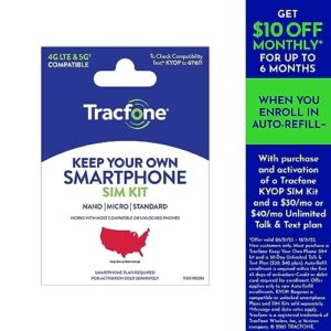 tracfone keep your own phone cdma prepaid sim kit (locked to tracfone)