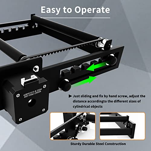 Longer Laser Engraver Rotary Roller, a Good Partner for Laser Engraving Machine， Y-axis Laser Engraver Attachment 360° Rotation, 6-100mm Engraving Space, Compatible with Other Brands of Engraver