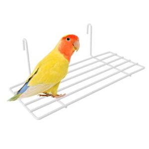 PATKAW Cage Platform 2 Pack Metal Bird Perch Grid Wall Shelf Wire Basket Shelf Rack Birdcage Stands for Parakeets Cockatiels Parrot Stand