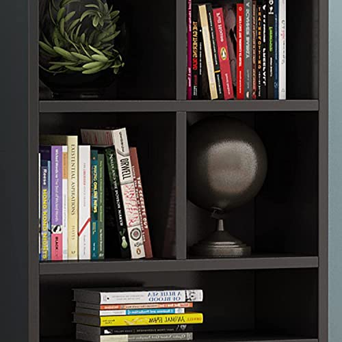 MIN WIN Cube Bookshelf 4 Tier Open Bookcase with Drawers & Legs, 41" Tall Black Wood Bookshelves Display Short Book Shelf,Freestanding Decorative Storage Organizer Shelf for Living Room Home Office