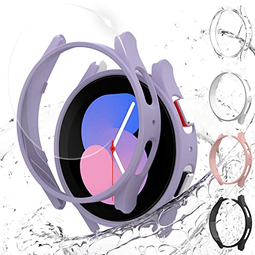 [5+5Pack] SPGUARD Galaxy Watch 5/Watch 4 40mm Screen Protector Case Cover, Tempered Glass Galaxy Watch 5/4 Screen Protector & Watch 5/4 Case Cover Hard PC Bumper for Samsung Galaxy Watch 5/4 40mm