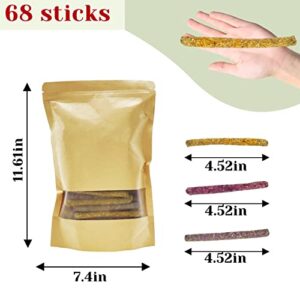 Hamiledyi 68PCS Timothy Hay Sticks Rabbit Chew Toys Mixed Natural Bunny Molar Sticks Guinea Pig Molar Rod Treats for Chinchilla Hamster and Other Small Animals Molars Snack Food