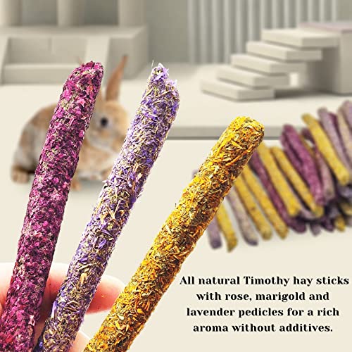 Hamiledyi 68PCS Timothy Hay Sticks Rabbit Chew Toys Mixed Natural Bunny Molar Sticks Guinea Pig Molar Rod Treats for Chinchilla Hamster and Other Small Animals Molars Snack Food