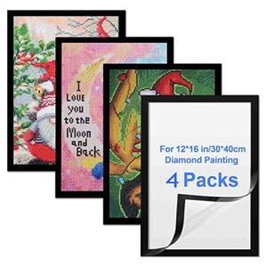 fotasmua diamond painting frames 4 pack, 12x16 inch diamond painting canvas frames, self adhesive diamond art magnetic frame, diamond painting frames for wall and window inside size 10x14 inch