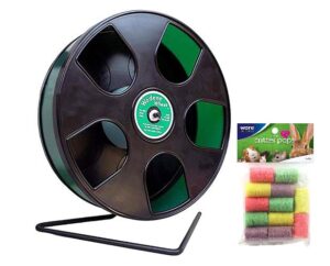 wodent wheel 11 inch & tail shield - running wheel for small pets bundled with critter pops treats