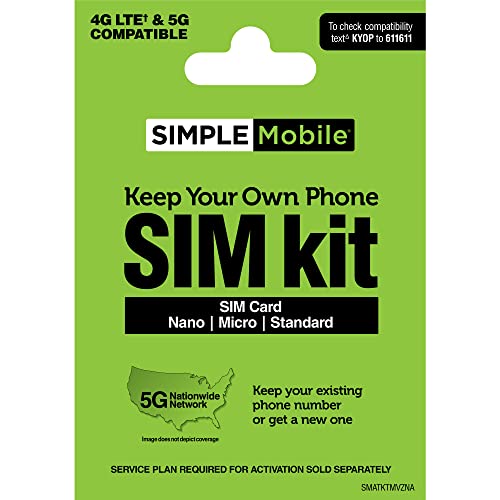 SIMPLE Mobile Prepaid Sim Card Kit (Verizon Network), Regular & Micro Size Sim Card