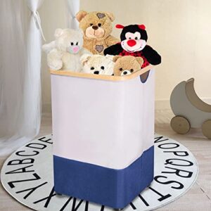 Laundry Basket with Wheels, 105L Large Laundry Hamper with Bamboo Handles, Collapsible Waterproof Clothes Hamper for Toys Clothes Organizer