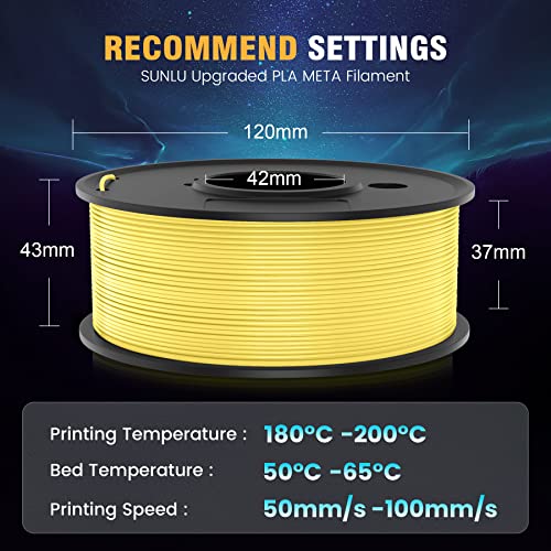 【PLA-Meta & PLA Plus】SUNLU 3D Printer Filament PLA-Meta 1.75mm, Dimensional Accuracy +/- 0.02 mm, 250G*8 Rolls, Black+White+Grey+Blue+Green+Red+Yellow+Pink & PLA+ 1KG, Black