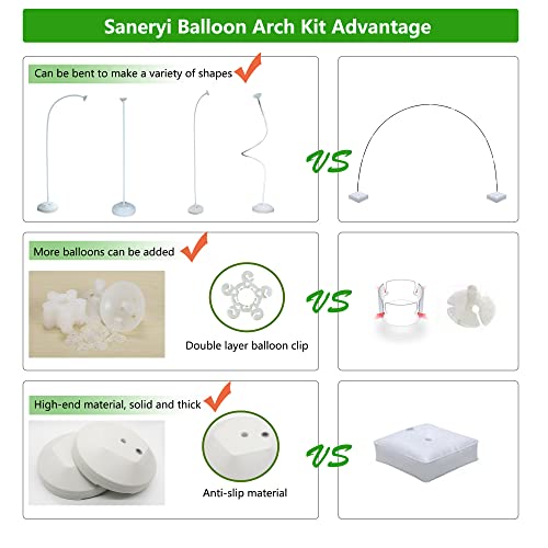 SANERYI Balloon Arch Kit 8.2 ft High and 5 ft High Free Bending Shape Deformation Balloon Column Stand Irregular Independent Suspended Standing Shaped Balloon Arch Support Water-Filled Base