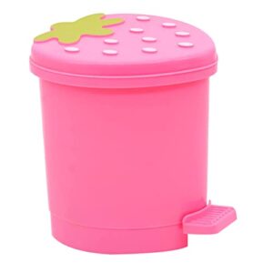 hemoton strawberry trash can mini desktop trash can with lid kawaii trash bin small wastebaskets cute plastic garbage can for desk car office kitchen