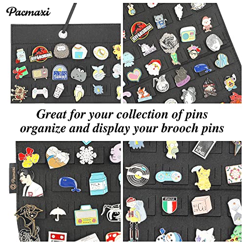 Hanging Brooch Pin Storage Organizer, Pin Wall Display Banner for Display Pins, Buttons and Lapel Collections, Brooch Pin Collection Storage Holder Holds Up to 141 Pins. (Black 1)