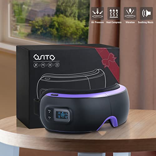 OSITO Eye Massager with Heat FSA/HSA Eligible Eyes Massager Mask with Compression Rechargeable Eye Massager for Dark Circles Eye Dry Eye Strain Eye Bags and Improve Sleep, Ideal Gift for Women/Men