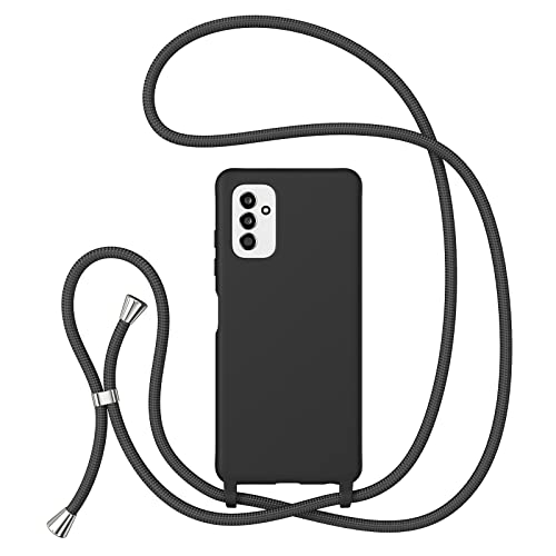 ZTOFERA Crossbody Case for Samsung Galaxy A13 5G with Lanyard Strap Adjustable Rope Liquid Silicone Soft Cover,Black