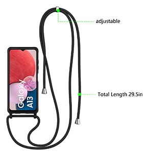 ZTOFERA Crossbody Case for Samsung Galaxy A13 5G with Lanyard Strap Adjustable Rope Liquid Silicone Soft Cover,Black