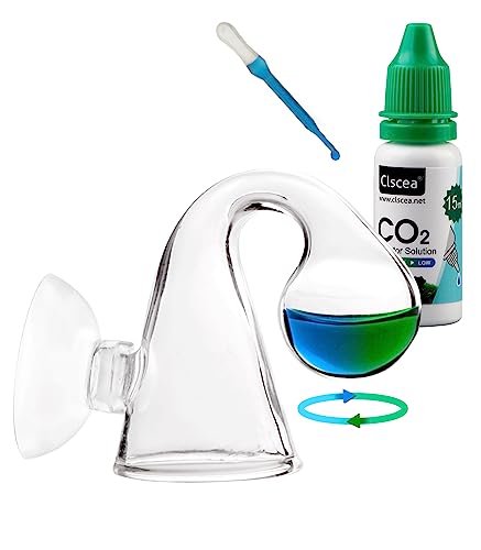 Clscea Aquarium CO2 Drop Checker CO2 Indicator (Glass Checker+15ml)