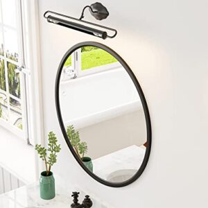 G-LEAF Black Round Mirror 24 inch, Circle Mirror for Bathroom, Entryway, Vanity, Living Room, Round Bathroom Mirror for Wall