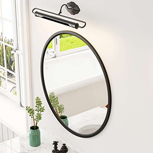 G-LEAF Black Round Mirror 24 inch, Circle Mirror for Bathroom, Entryway, Vanity, Living Room, Round Bathroom Mirror for Wall