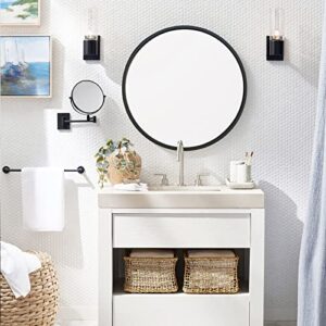 G-LEAF Black Round Mirror 24 inch, Circle Mirror for Bathroom, Entryway, Vanity, Living Room, Round Bathroom Mirror for Wall