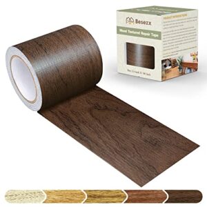 besezx wood grain repair tape, 2.4" x15', self adhesive patch for tables, chairs, baseboards, doors, windows, floors, all kinds of furniture renovation, handicraft diy. (dark oak)