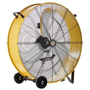 hicfm 13000 cfm 30 inch heavy duty high velocity barrel floor drum fan with powerful 1/3hp motor, 9ft power cord for workshop, garage, commercial or industrial rooms - ul safety listed