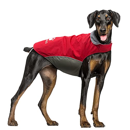 IREENUO Dog Raincoat, 100% Waterproof Dog Warm Jacket for Fall Winter, Rainproof Coat with Adjustable Velcro & Reflective Stripes for Medium Large Dogs