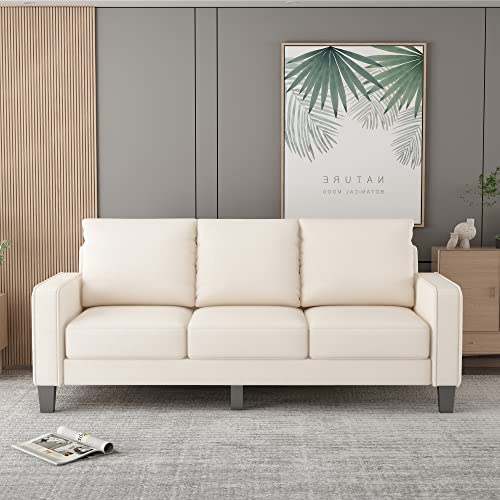 Tmosi Modern Upholstered Sofa Couch,3-Seat Couch with Removable Backrest Pillows for Small Spaces,2 Seater Sofa for Bedroom, Apartment,Living Room,Office (Polyester)