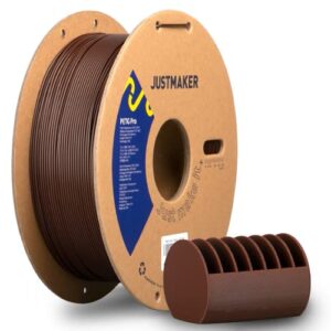 justmaker petg pro (petg+) 3d printer filament, updated stronger impact resistance, dimensional accuracy +/-0.03mm, 1.75mm, 1 kg, chocolate