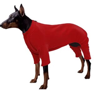 Dog Winter Coat Full Body Warm Coats with Legs Lightweight Fleece Coat Jumpsuit with Reflective Zipper Closure Put on and Off Easy and Safety - Red - M