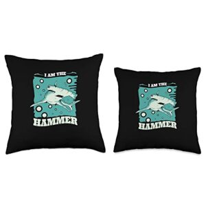 Funny Hammerhead Sharks Animal Hammerhead Shark Hammer Fish Throw Pillow, 18x18, Multicolor