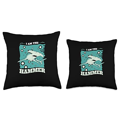 Funny Hammerhead Sharks Animal Hammerhead Shark Hammer Fish Throw Pillow, 18x18, Multicolor