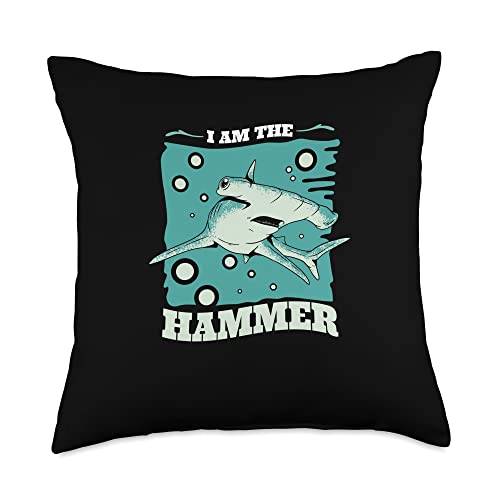 Funny Hammerhead Sharks Animal Hammerhead Shark Hammer Fish Throw Pillow, 18x18, Multicolor