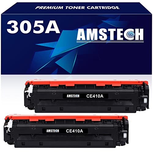 305A Toner Cartridge 2-Pack Compatible Replacement for HP 305A CE410A for HP Laserjet pro 400 Color MFP M451dn M451nw M475dn M476nw M476dn M476dw Printer Ink Black