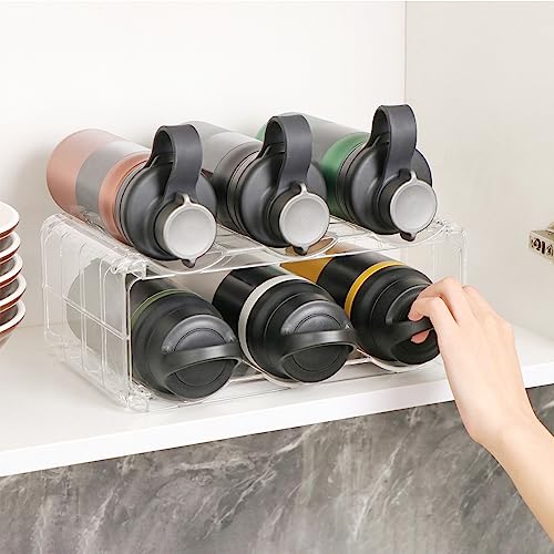 Yiktop Clear Acrylic Water Bottle Organizer for Cabinet, Wine Racks for Refrigerator, 6 Bottles