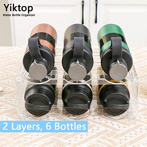 Yiktop Clear Acrylic Water Bottle Organizer for Cabinet, Wine Racks for Refrigerator, 6 Bottles