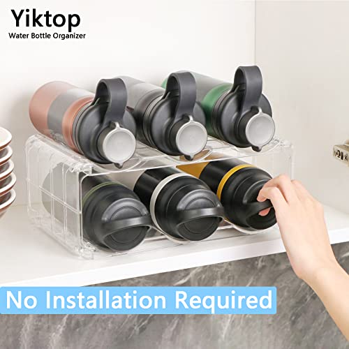 Yiktop Clear Acrylic Water Bottle Organizer for Cabinet, Wine Racks for Refrigerator, 6 Bottles