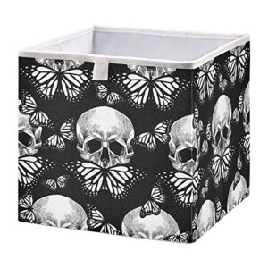 kigai storage basket skull foldable storage bin 11 x 11 x 11 inches cube storage baskets box for shelves closet laundry nursery bedroom home decor