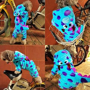 YOUDirect Pet Clothes - Dog Cat Puppy Jacket Apparel Soft Coral Fleece Material Jumpsuit Winter Coat with Hat Coat Hoodie for Teddy Dog Pet Plush Outfit, Blue (XX-Small)