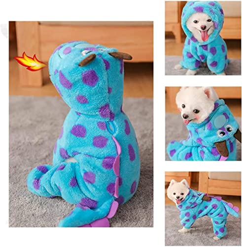 YOUDirect Pet Clothes - Dog Cat Puppy Jacket Apparel Soft Coral Fleece Material Jumpsuit Winter Coat with Hat Coat Hoodie for Teddy Dog Pet Plush Outfit, Blue (XX-Small)