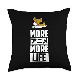 visit more japanese food more life store life japanese katakana japan anime fan throw pillow, 18x18, multicolor