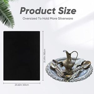 LEIFIDE Silver Storage Bags Oversized 24" x 30" Black Zipper Anti Tarnish Cloth Bag for Silver Storage, Silver Tray, Jewelry, Flatware, Silver Vase, Silver Polishing Cloth for Tarnish Cleaning