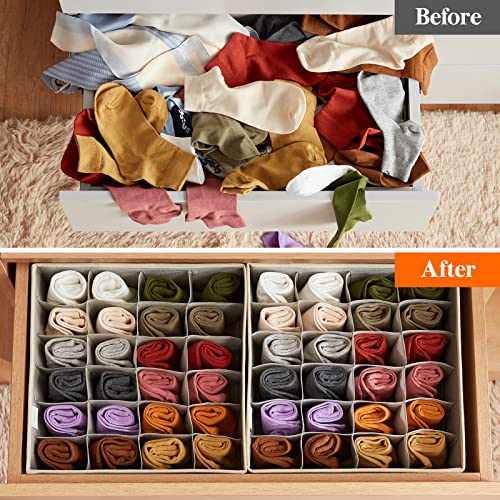 Lifewit 6 PCS Drawer Underwear Organizers, Bundle with 3 Pack Sock Organizers, Light Grey