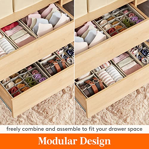 Lifewit 6 PCS Drawer Underwear Organizers, Bundle with 3 Pack Sock Organizers, Light Grey