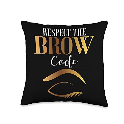 Brow Artist Gifts and Eyebrow Apparel for Women Artist Respect The Brow Code Microblading Throw Pillow, 16x16, Multicolor