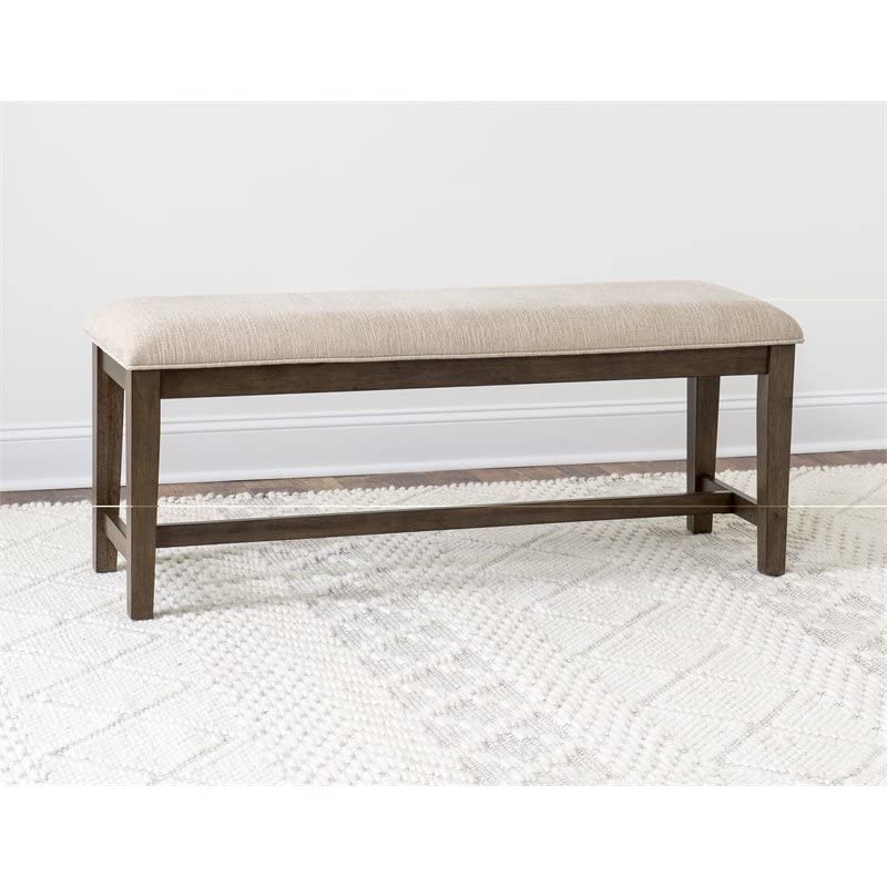 HFO Bluffton 20" Upholstered Fabric Farmhouse Rustic Solid Wood Dining Bench for Kitchen Dining Room in Beige