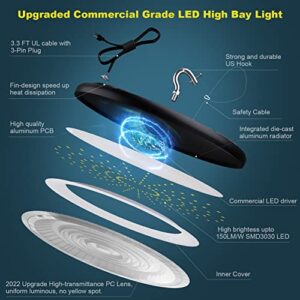 Lightdot 100W LED High Bay Light, 5000K 14000LM (Eqv. to 400W HPS/MH) LED High Bay Lights, ETL Listed UFO Lights with Plug UFO High Bay Shop Light Energy Saving Upto 760KW*16/Y(5Hrs/Day)-16Pack