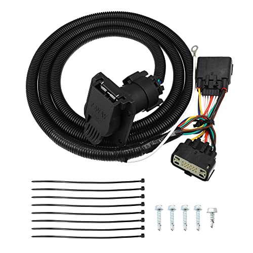 X AUTOHAUX 7 Pin Trailer Wiring Connector Harness Extension for Ford F-150 2015-2021 T-Connector Trailer Hitch Wiring Harness Vehicle-Side Truck Bed 7 Way RV Wiring Plug Harness Extension