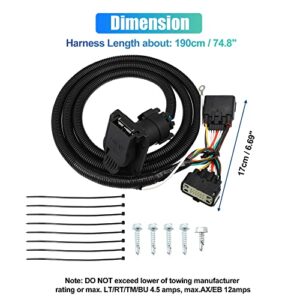 X AUTOHAUX 7 Pin Trailer Wiring Connector Harness Extension for Ford F-150 2015-2021 T-Connector Trailer Hitch Wiring Harness Vehicle-Side Truck Bed 7 Way RV Wiring Plug Harness Extension